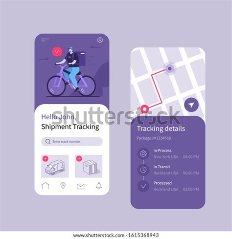 Mobile App Design Template Delivery Tracking Vector De Stock Libre De