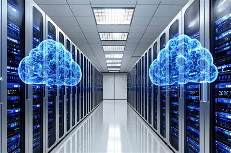 Digital Cloud Network In Modern Data Center Server Room Stock Illustration Illustration Of