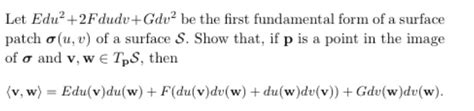 geometry first fundamental form of a surface patch sigma
