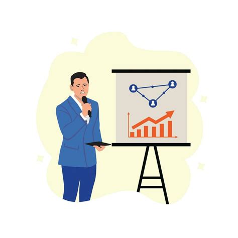 Businessman Presenting Graph On Whiteboard Flat Style Vector