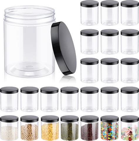 Pcs Oz Clear Plastic Jars With Ribbed Lids Wide Mouth Food Plastic Mason Jars Oz