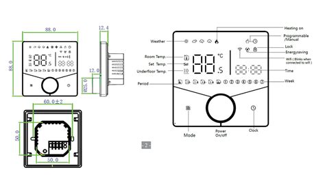 Room Temperature And Time Clock Display Wifi Control Housing Heating Thermostat
