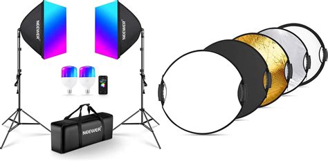 Neewer Nk800 Rgb Softbox Lighting Kit 9 Effect Modes 2 Pack 26w Fcc Ic Ul