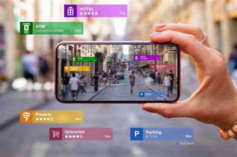 Concept Of Augmented Reality Technology Being Used In Mobile Phone For Navigation And Location