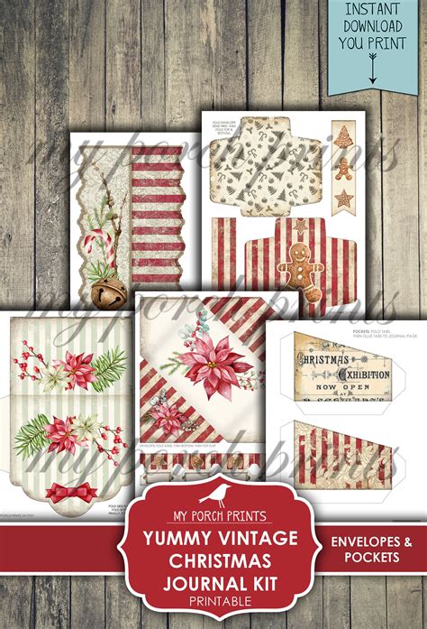 Christmas Junk Journal Kit Yummy Vintage Printable My Etsy