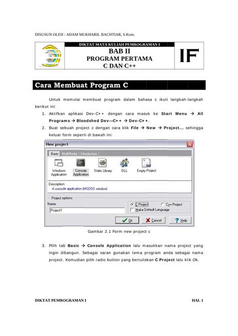 pdf ca ra membuat program c · diktat pemrograman i hal 4 6 langkah selanjutnya simpan file