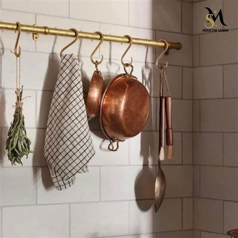 Unlacquered Solid Brass Hanging Pot And Pan Kitchen Rack Organizer
