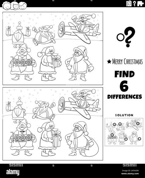 Black And White Cartoon Illustration Of Finding Differences Between