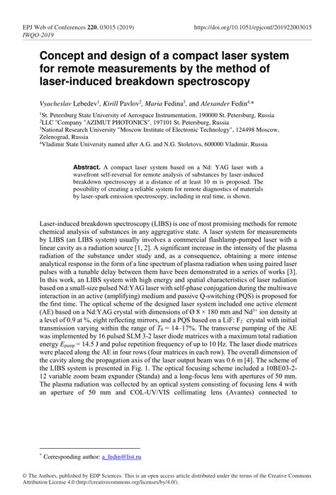 Pdf Concept And Design Of A Compact Laser System For Remote