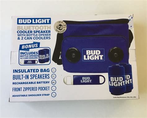New Bud Light 24 Can Insulated Cooler Bag With Bluetooth Stereo Speaker
