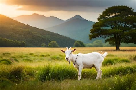 Premium Photo Goats Eat Grass In The Field
