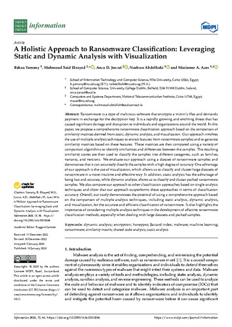 A Holistic Approach To Ransomware Classification Static And Dynamic