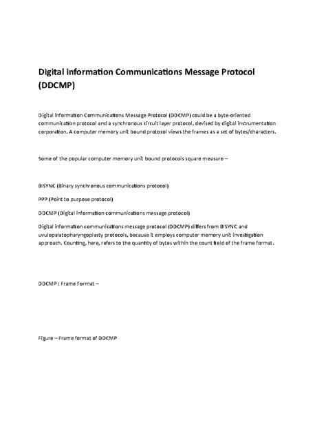 Digital Information Communications Message Protocol Ddcmp Digital