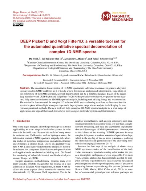 Pdf Deep Picker1d And Voigt Fitter1d A Versatile Tool Set For The