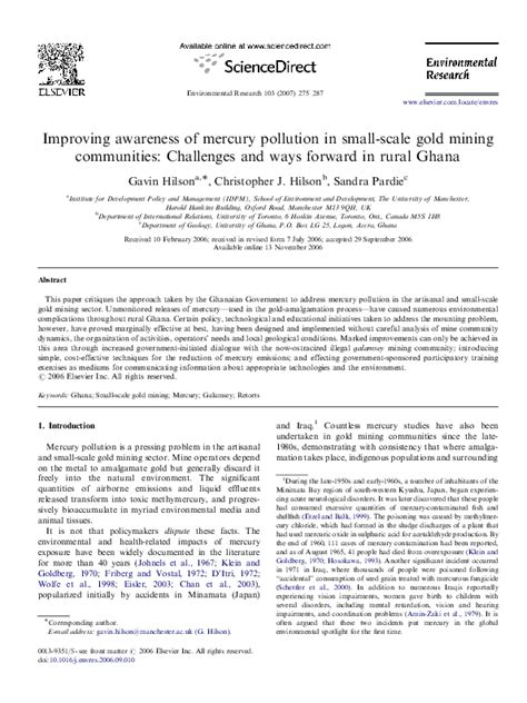 Pdf Improving Awareness Of Mercury Pollution In Small Scale Gold