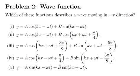 Solved Problem Wave Function Which Of These Functions Chegg Com