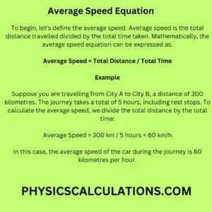 Average Speed Equation Or Formula