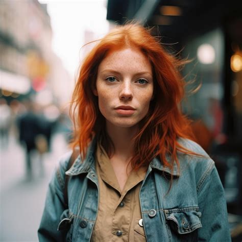 Premium AI Image Street Style Photo Of A Gorgeous Redhead Woman