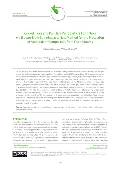 Pdf Cricket Flour And Pullulan Microparticle Formation Via Electro