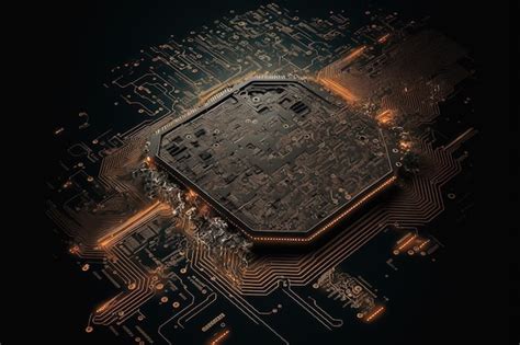 Premium Photo Processor Cpu Or Gpu Microchip On Dark Mother Board
