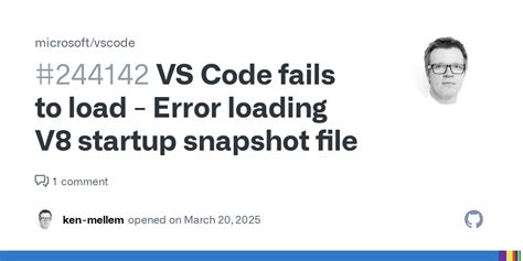 Vs Code Fails To Load Error Loading V8 Startup Snapshot File · Issue