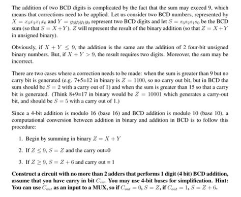 Solved The Addition Of Two Bcd Digits Is Complicated By The
