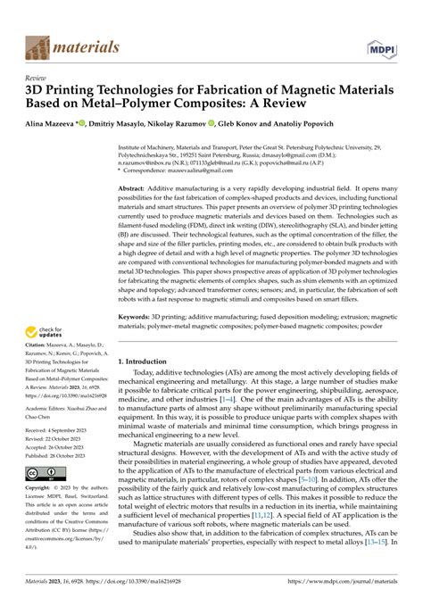 Pdf 3d Printing Technologies For Fabrication Of Magnetic Materials