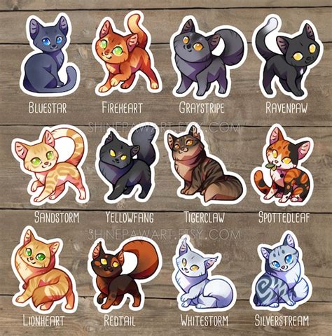 Cute Warrior Cats Sticker Set Bluestar Fireheart Etsy