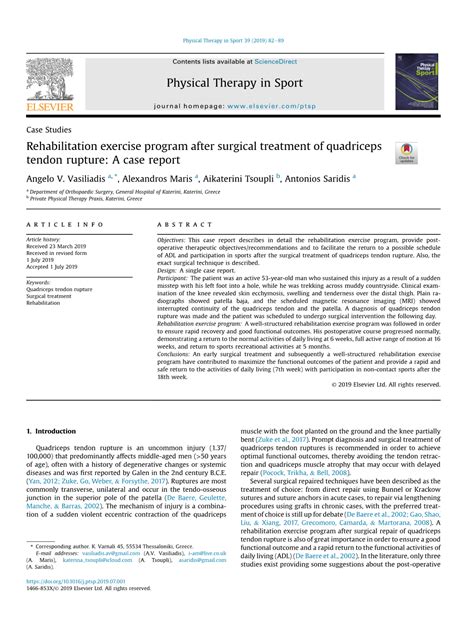 Rehabilitation Exercise Program After Surgical Treatment Of Quadriceps