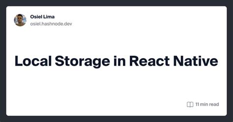 Osiel Lima Díaz On Linkedin Local Storage In React Native