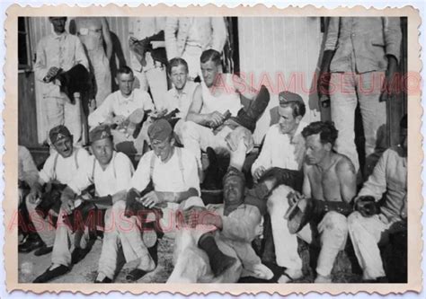 Wwii Europe Group Army Soldier Gay Topless Man Camp Barrack Worker Old