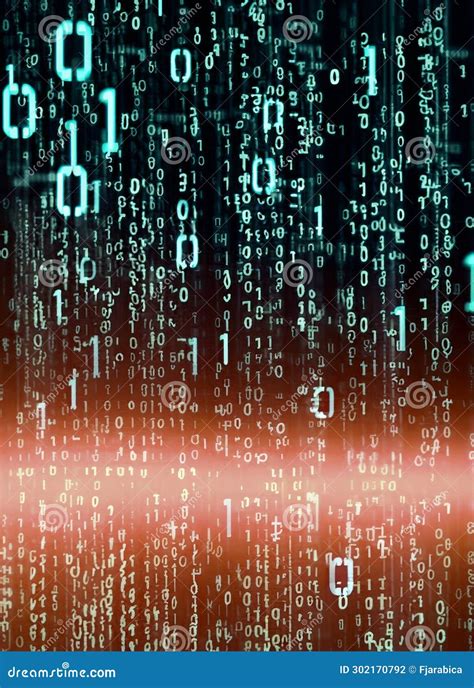 Green Black Digital Matrix Background Of Ones And Zeros Stock