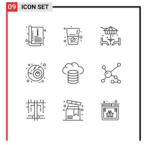 Set Of 9 Modern Ui Icons Symbols Signs For Atom Cloud Decoration Backup