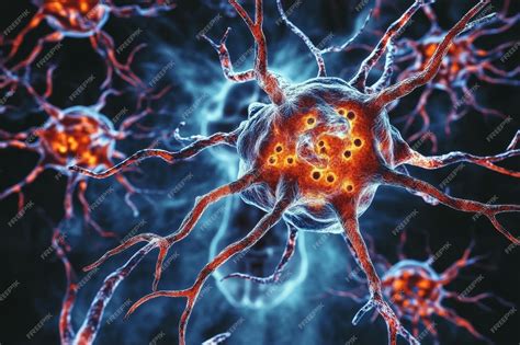 Serotonin Synthesis Neuroimaging And Basal Ganglia Close Up Of A Neural Network With Electrical
