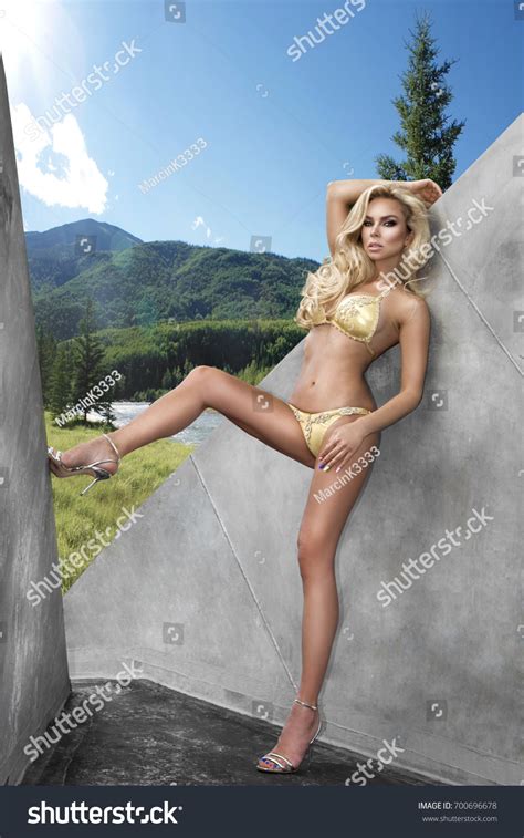 Sexy Model Elegant Gold Bikini On Stock Photo Shutterstock