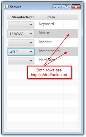 Javafx Interacting With Custom Cellfactory Node Adds Row To Tableview