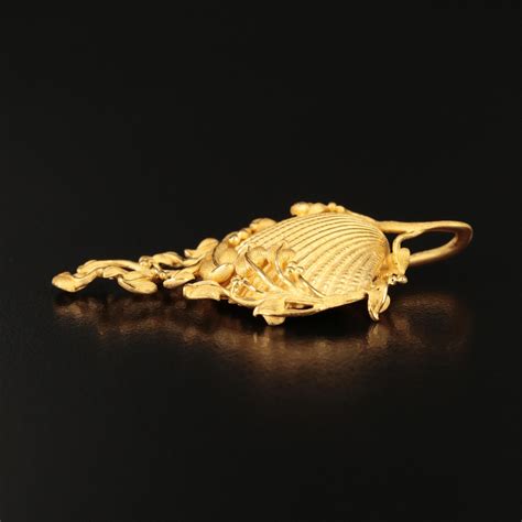 Prima 24k Scallop Shell Pendant Ebth