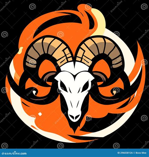 Ram Head With Horns On Black Background Vector Illustration Of A Ram Head Stock Illustration