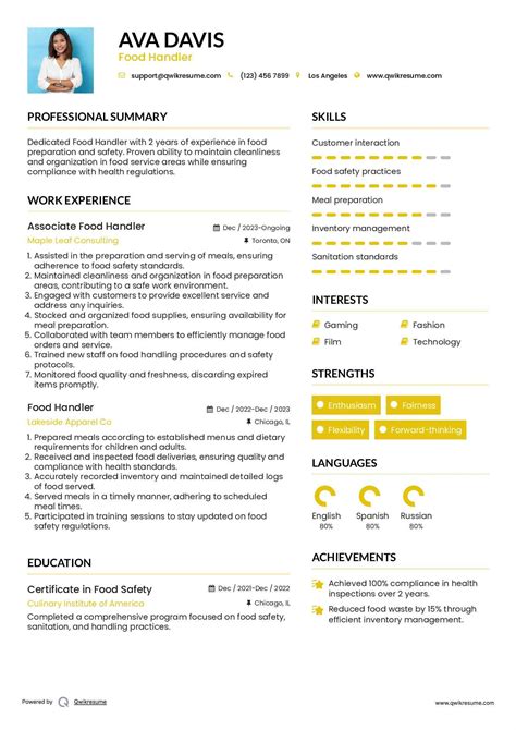 10 Food Handler Resume Samples Templates For 2025