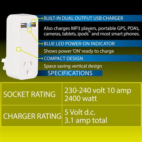 Arlec High Power Usb Charger Adapter With Dual Usb Ports Bunnings