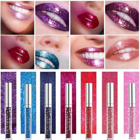 Color Glitter Lipstick Long Lasting Waterproof Shimmer Shiny Red Lip