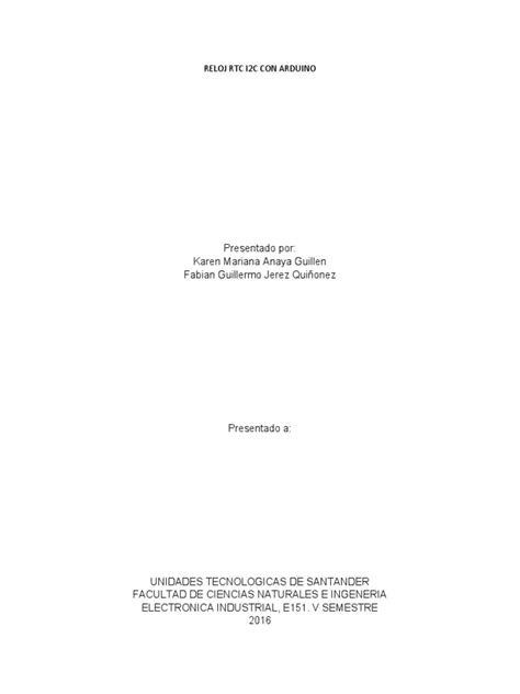 Reloj Rtc I2c Con Arduino Pdf Arduino Reloj