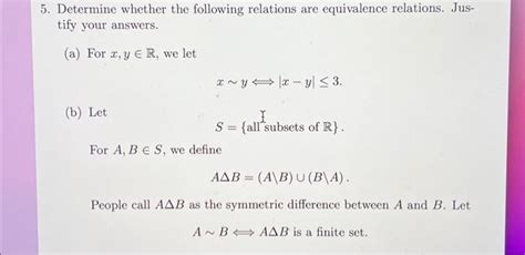 solved 5 determine whether the following relations are