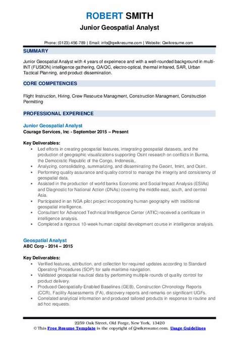 10 Geospatial Analyst Resume Samples And Templates For 2025
