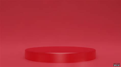 스튜디오 배경에 반짝이는 빨간색 둥근 받침대 빨간색 빈 디스플레이 또는 제품을 보여주기위한 클린 룸 연단 전시 또는 쇼케이스를 위한 미니멀리스트 모형 3d 벡터 그림입니다