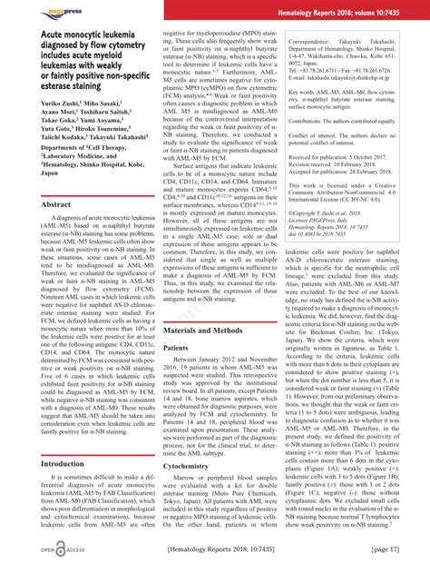 Pdf Acute Monocytic Leukemia Diagnosed By Flow Cytometry Includes