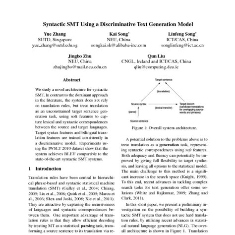 Syntactic Smt Using A Discriminative Text Generation Model Acl Anthology