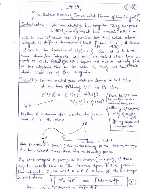 Gradient Theorem Fundamental Theorem Of Line Inegral Pdf