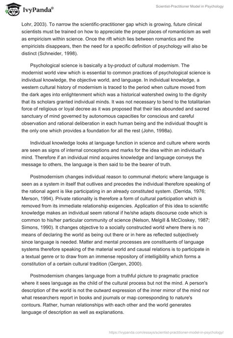 Scientist Practitioner Model In Psychology 1435 Words Essay Example