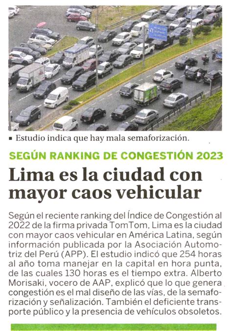Lima Es La Ciudad Con Mayor Caos Vehicular